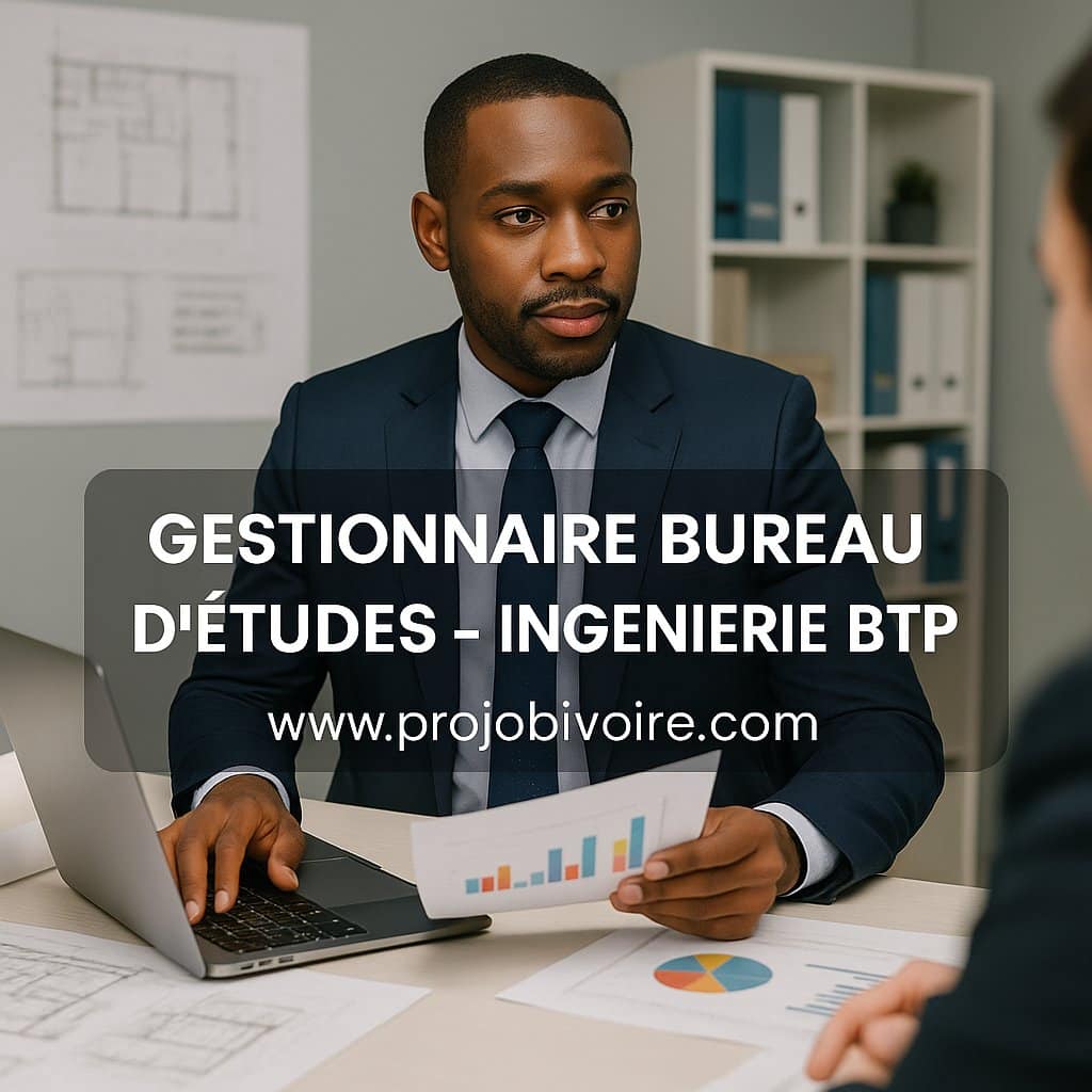 Gestionnaire Bureau d’Études – Ingénierie BTP | décembre 2025 | Projobivoire