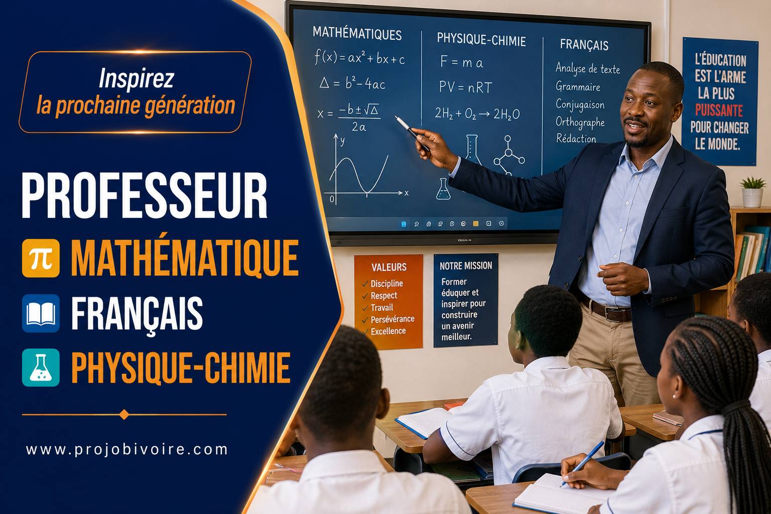 Professeur de Mathématique, Français, Physique-Chimie | juin 2026 ...